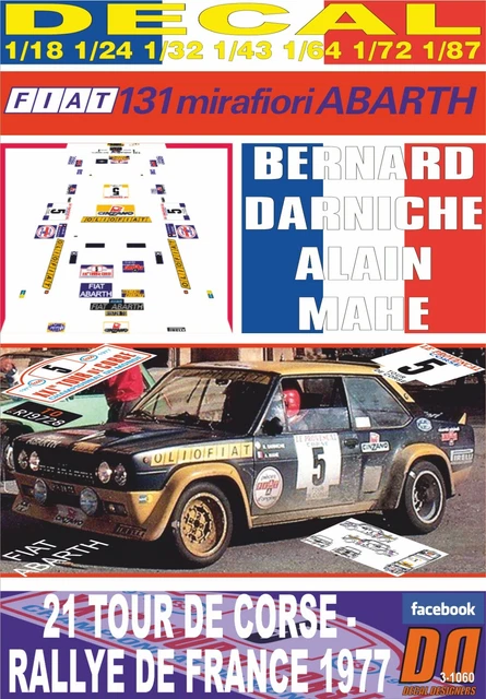 DECAL FIAT 131 Abarth B.darniche Tour De Corse 1977 Winner (12) $53.00 ...