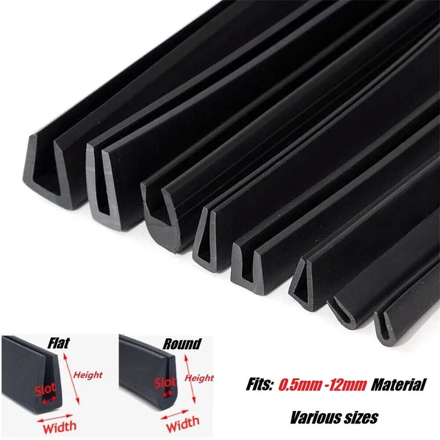 BLACK RUBBER U Channel Edging Trim Seal U Shape Protector All Sizes Per ...
