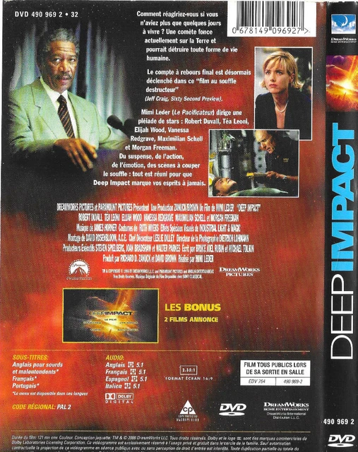DEEP IMPACT (FILM) - DVD - Téa Leoni - Morgan Freeman - Leelee Sobieski ...