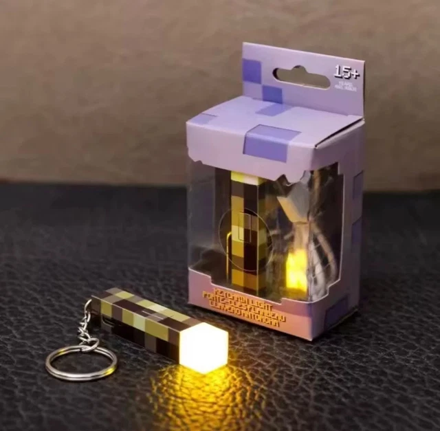 MINECRAFT 3D LIGHT-UP Torch Keychain LED Glow, Battery Operated £6.91 ...