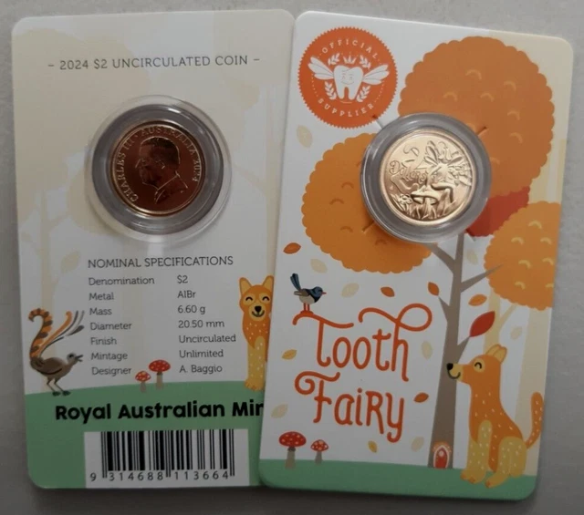 AUSTRALIA 2024 $2 2 Dollars Tooth Fairy coin on card uncirculated $44. ...
