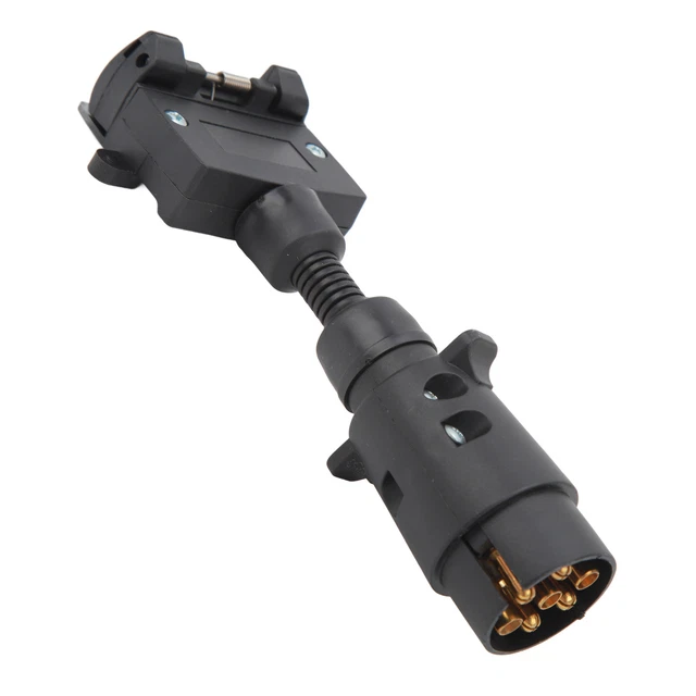 7 PIN ROUND Male Plug To 7 Pin Flat Female Socket Trailer Trailer ...