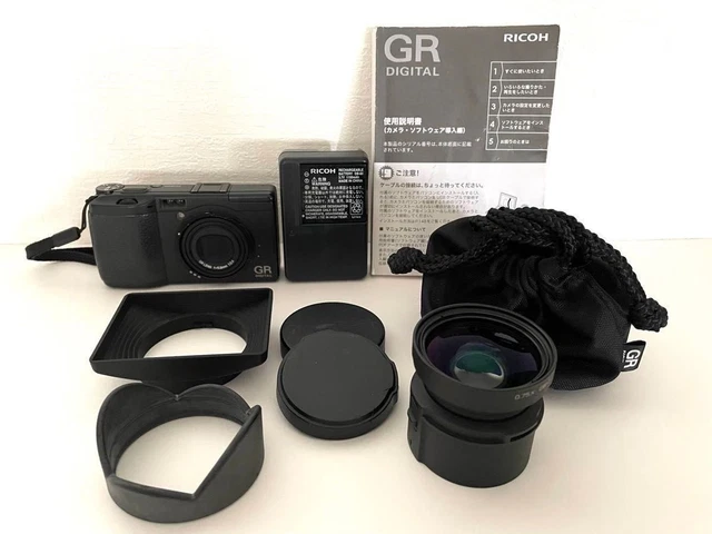RICOH GR DIGITAL camera body + wide conversion lens GW-1 + adapter & 2 ...