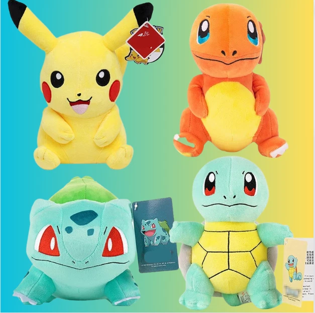 POKEMON TEDDY PIKACHU Charmander Squirtle Bulbasaur Original Four ...