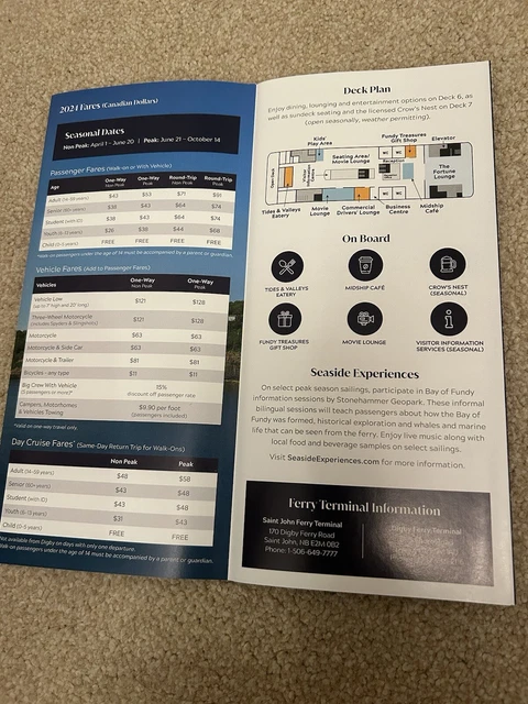 BAY FERRIES 2024 Fundy Rose Ferry Timetable Deckplan Blue Star Ithaki £ ...