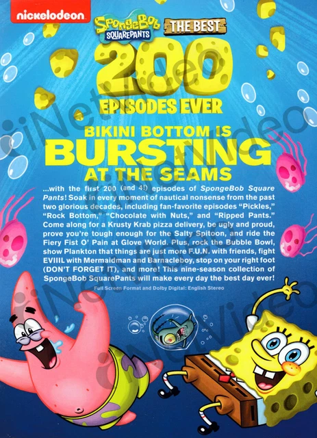 SPONGEBOB SQUAREPANTS (THE Best 200 Episodes Ever) (Boxset) (Dvd) $60. ...