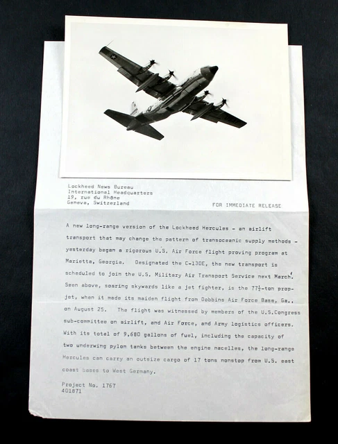 PHOTO AVION AIRCRAFT LOCKHEED HERCULES C-130E AIRLIFT TRANSPO ...