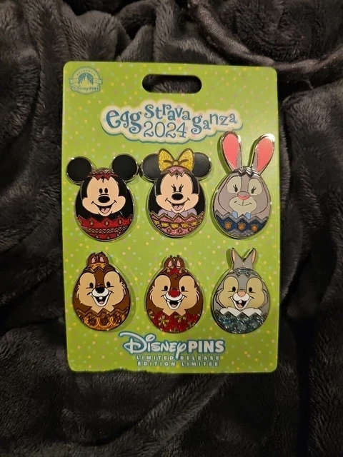 DISNEY EGGSTRAVAGANZA 2024 Pin Set Easter Mickey Minnie Chip Dale ...