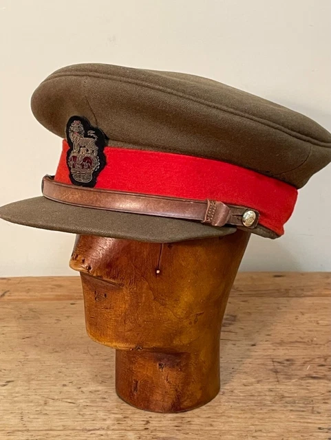 VINTAGE POST WW2 British Army Brigadier Officers Hat Queens Crown £39. ...