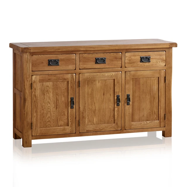 OAK FURNITURELAND ORIGINAL Rustic Solid Oak Large Sideboard RRP £424.99 ...