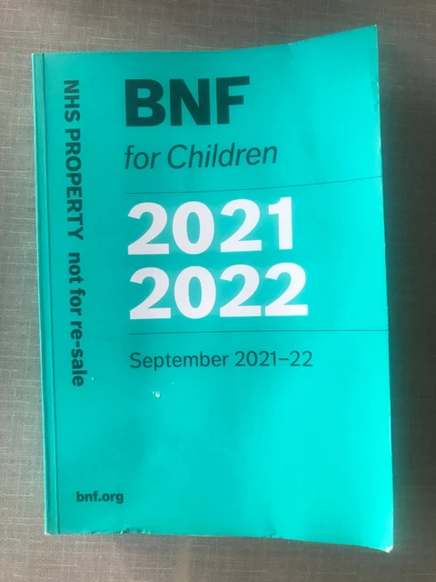BNF (BRITISH NATIONAL Formulary) for Children 2021-2022 EUR 18,09 - PicClick FR