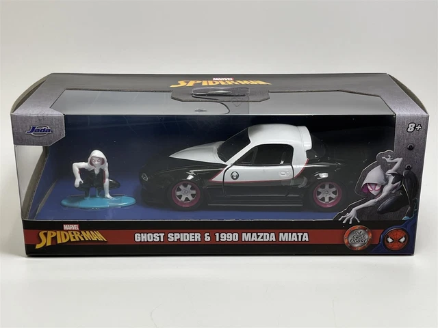 SPIDERMAN FANTÔME SPIDER Figurine 1990 Mazda Miata 1:3 2 Echelle Jada ...