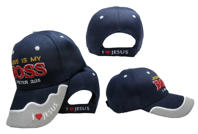 CHRIST CHRISTIAN JÉSUS Is My Boss 1 Peter 2:25 Bleu Brodé Chapeau ...