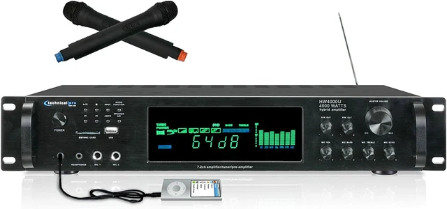 TECHNICAL PRO DIGITAL Hybrid 4000 Watt Amplifier & Dual Wireless ...
