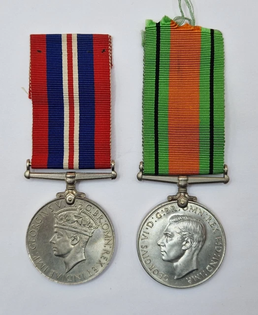 WW2 BRITISH MEDAL Pair Defence Medal & 1939-1945 War Medal With Ribbons ...