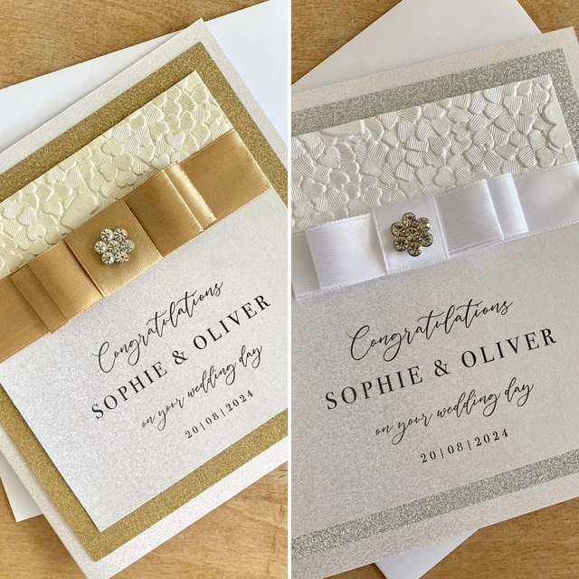LUXURY PERSONALISED WEDDING Day Card - Congratulations Card - Handmade ...
