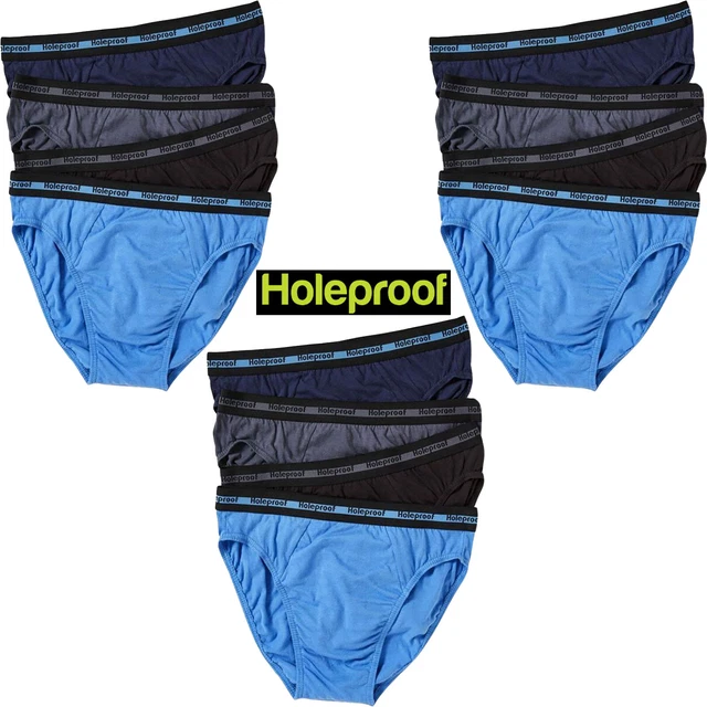 12 PACK HOLEPROOF Men Cotton Brief Classic Underwear Black Blue Grey ...