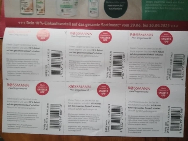 ROSSMANN GUTSCHEINE 6 Coupons 10% Rabatt auf alles - gültig bis 31.12. ...