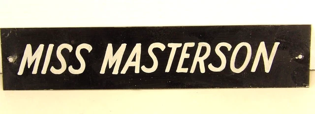 VINTAGE 1960S MISS MASTERSON Office Door Metal Nameplate Artisan/Hand ...