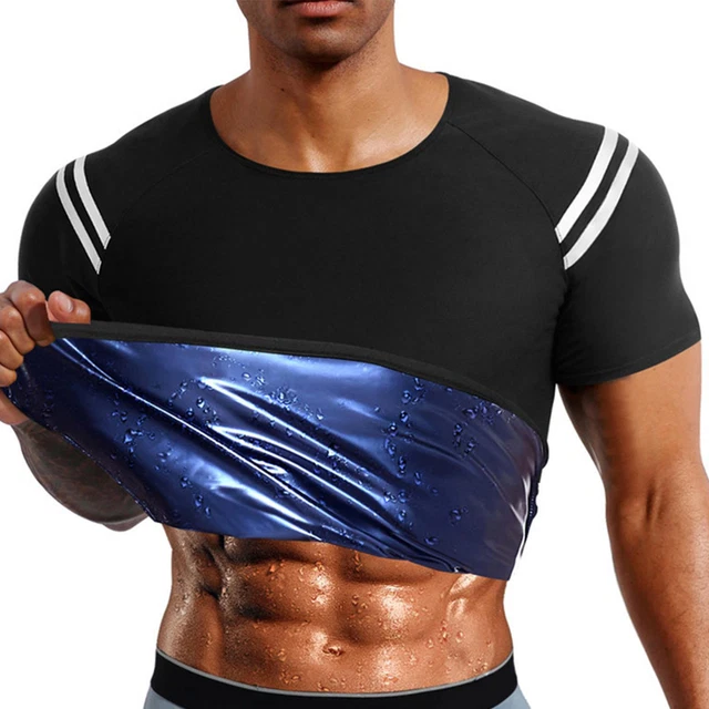 MEN'S SAUNA SHIRT Heat Trapping Sweat Compression Waist Trainer Vest ...
