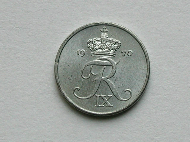 DENMARK 1970 1 ORE King Frederik IX Danmark Zinc Coin - AU with ...