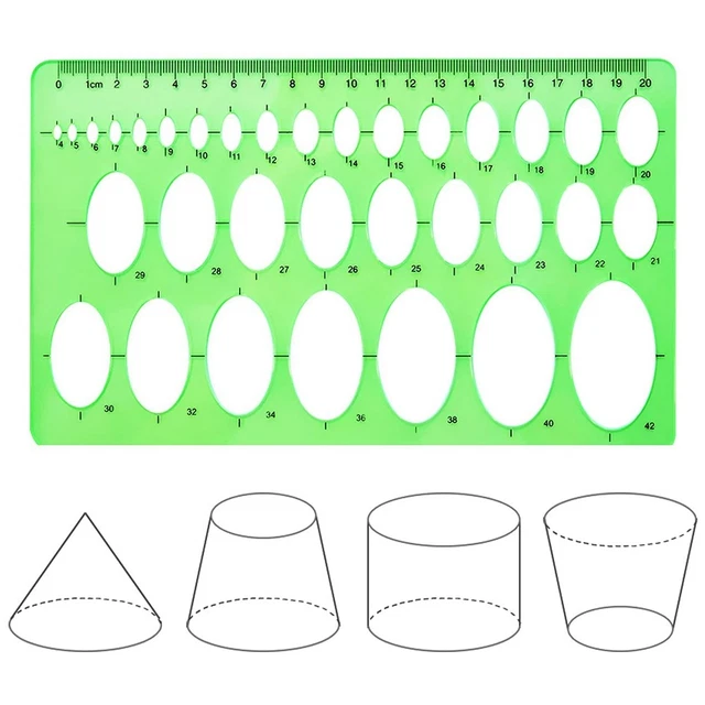 4 PIECES TEMPLATE Plastic Rulers Circle Oval Circle Radius Drawing5373 ...