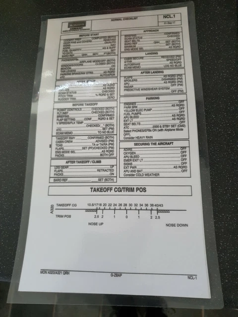 MONARCH AIRLINES A320/A321 QRH Normal Checklist, laminated. New £7.99 ...