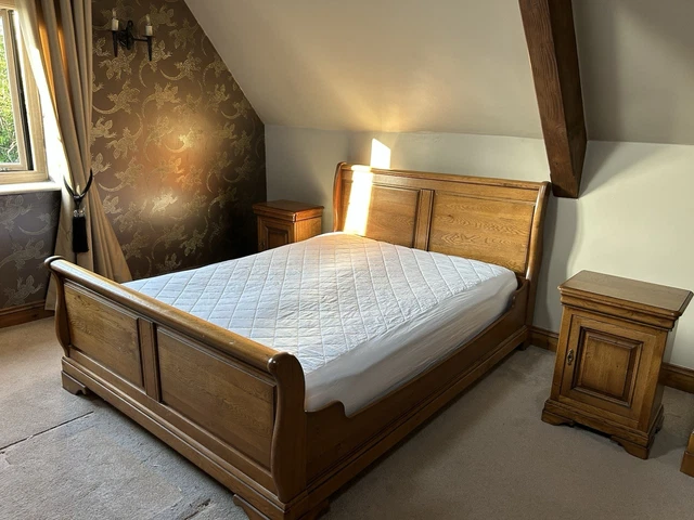 FRENCH LOUIS SOLID Oak 5ft King Size Sleigh Bed Frame £250.00 - PicClick UK