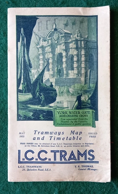 LONDON COUNTY COUNCIL Lcc Tramways Map & Timetable May 1933 £6.99 ...