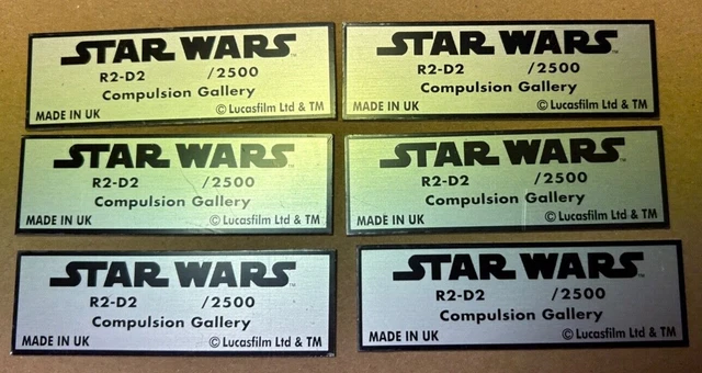JOB LOT X6 Star Wars R2-D2 Compulsion Gallery Blank Aluminium Plaques ...