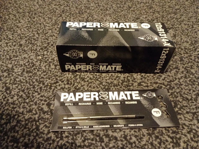 12 * PAPER Mate Deluxe Power Point Ball Pen Refill Fine Black Box (12 ...