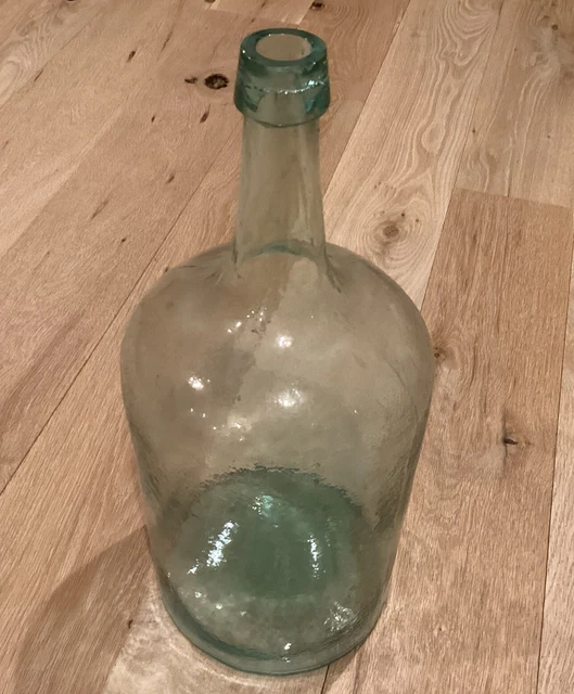 VINTAGE ANTIQUE LARGE 5 Gallon Glass Water Wine Bottle Blue Tinge 21 ...