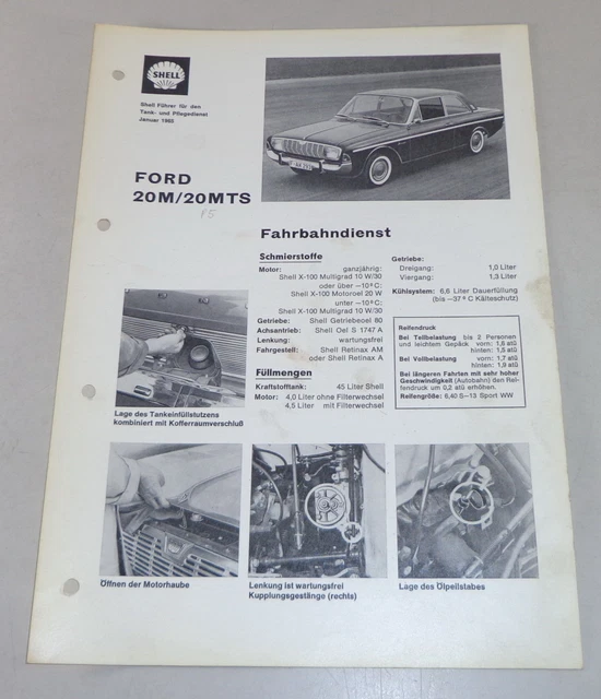 SHELL LUBRICATION CHART For Ford 20 M/20 MTS Stand 01/1965 £15.95 ...