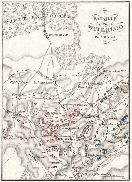 CARTE XIXE BATAILLE de Waterloo Napoléon Bonaparte Premier Empire ...