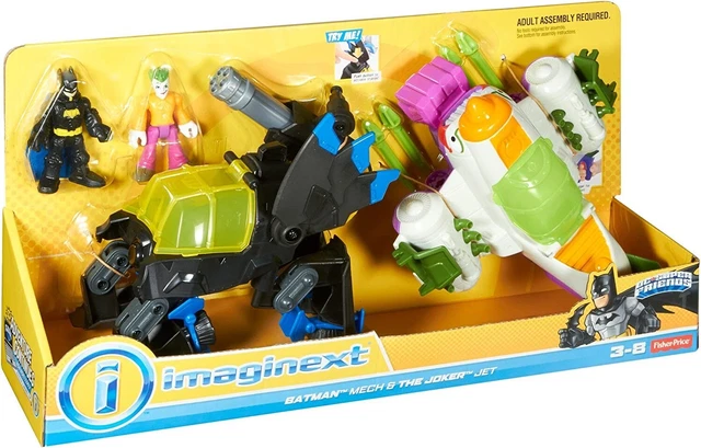 FISHER PRICE DC Super Friends Imaginext Batman Mech & Joker Jet Action ...