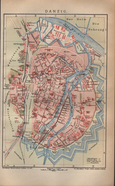 MAP CITY MAP 1901: city map Danzig. Plan Miasta Gdańsk. Poland Polska £ ...