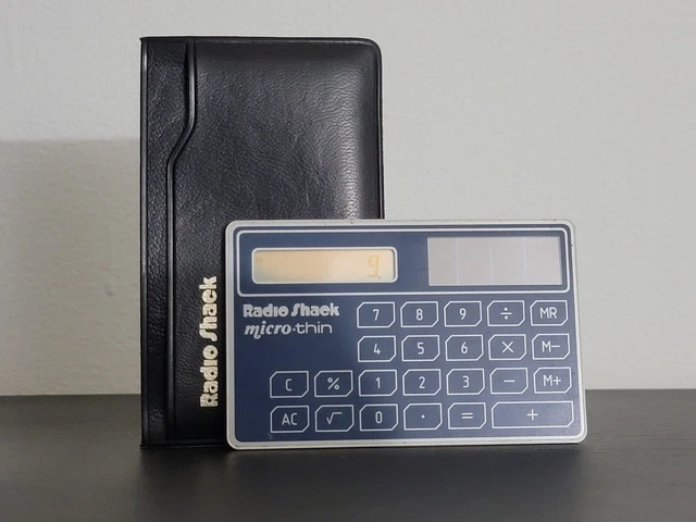 RADIO SHACK MICRO Thin Calculator EC-413 Card Sized Solar Tested $27.50 ...