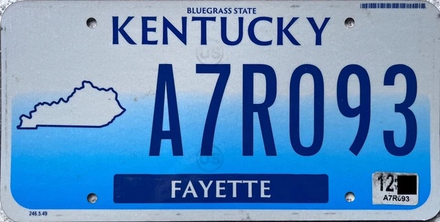 KENTUCKY BLUEGRASS STATE Fayette Co American License Licence Number ...
