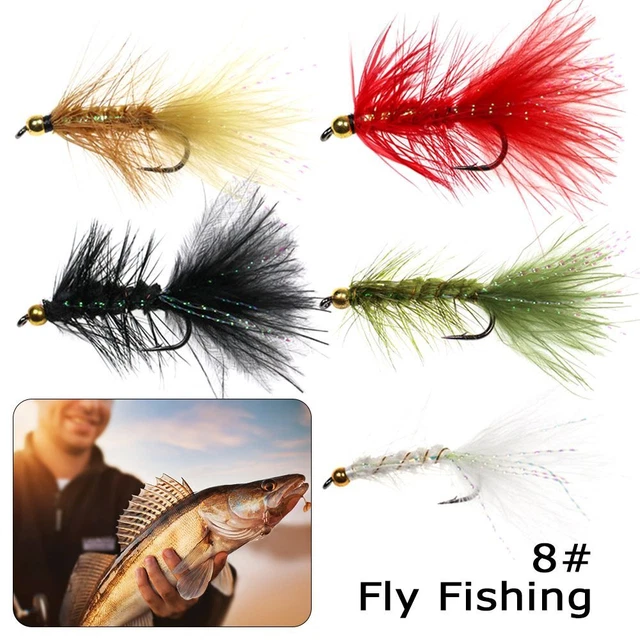 TOOLS FISHING LURE Fly Hook Wooly Bugger Streamer Copper Bead Head Fly ...