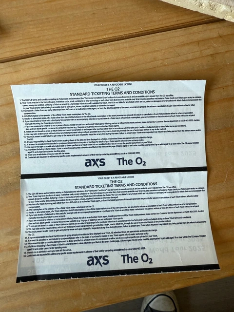 GHOST SKELETA WORLD Tour 2025 O2 Arena London Printed Tickets £1.75 ...