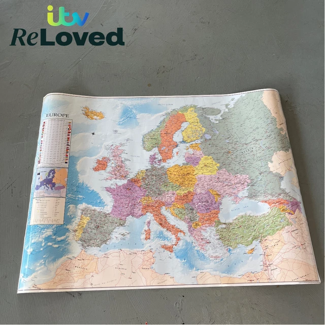 LARGE LAMINATED WALL Map Of Europe - preloved by ITV £10.00 - PicClick UK