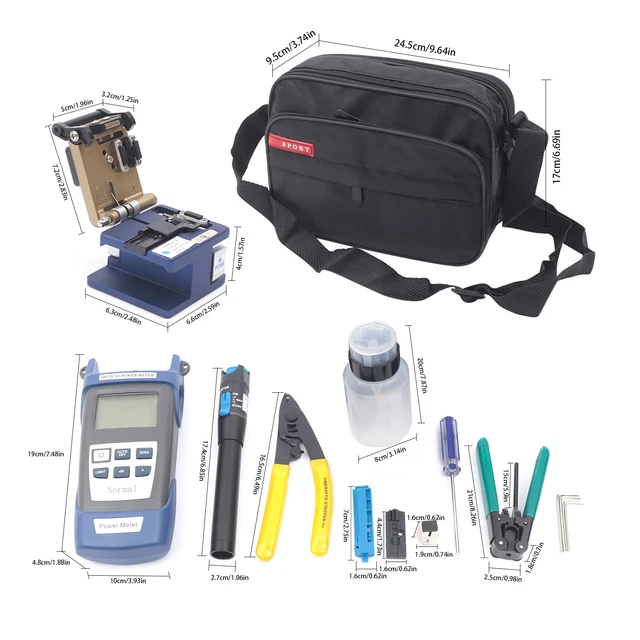 FIBER OPTIC FTTH Tool Kit Set Cleaver & Optical Power Meter Length ...