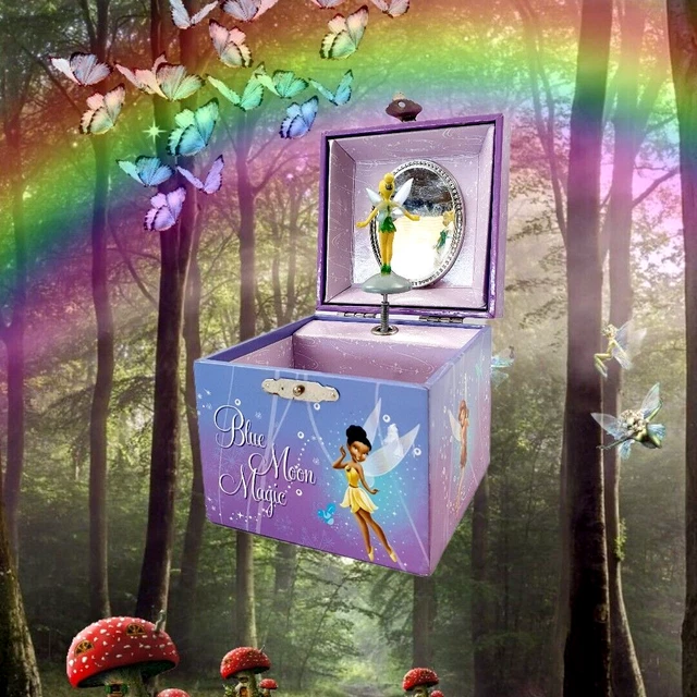 DISNEY FAIRIES TINKERBELL Music Box Small World Tune Carboard Blue Moon Magic $30.00 - PicClick AU