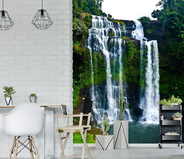 3D CLIFF WATERFALL 186 Wallpaper Mural Paper Wall Print Indoor Murals ...