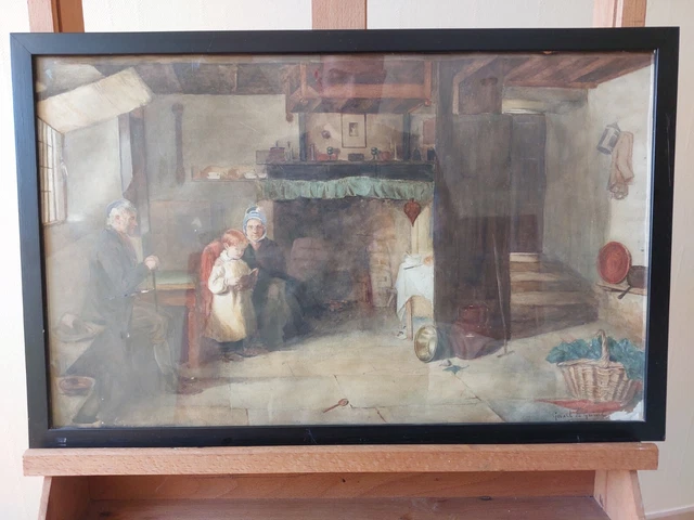 TABLEAU AQUARELLE SCENE De Vie Du Xix Siècles Signé Gerard De Grival A ...