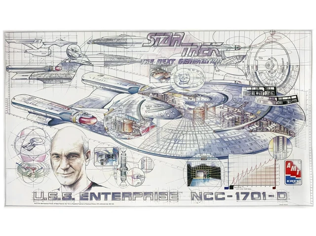 STAR TREK NEXT Generation USS Enterprise-D Cutaway Poster 13x22 AMT ...