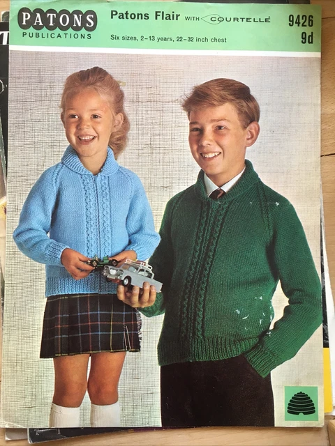 PATONS 9426 Knitting Pattern boys girls jacket cardigan Sizes 22-32 ...
