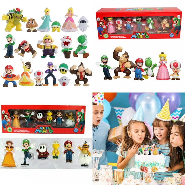 SUPER MARIO BROS Mario PVC Luigi Wario Donkey-Kong Action Figures Toys ...