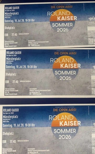 ROLAND KAISER SOMMER 2026 Ulm Münsterplatz 19.07.2026 3 Tickets ...