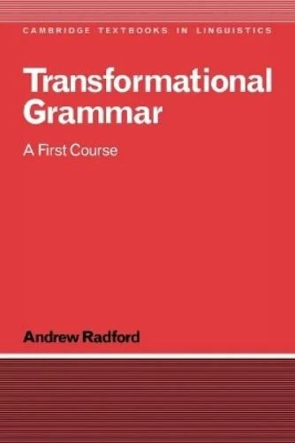 ANDREW RADFORD TRANSFORMATIONAL Grammar (Poche) EUR 139,86 - PicClick FR